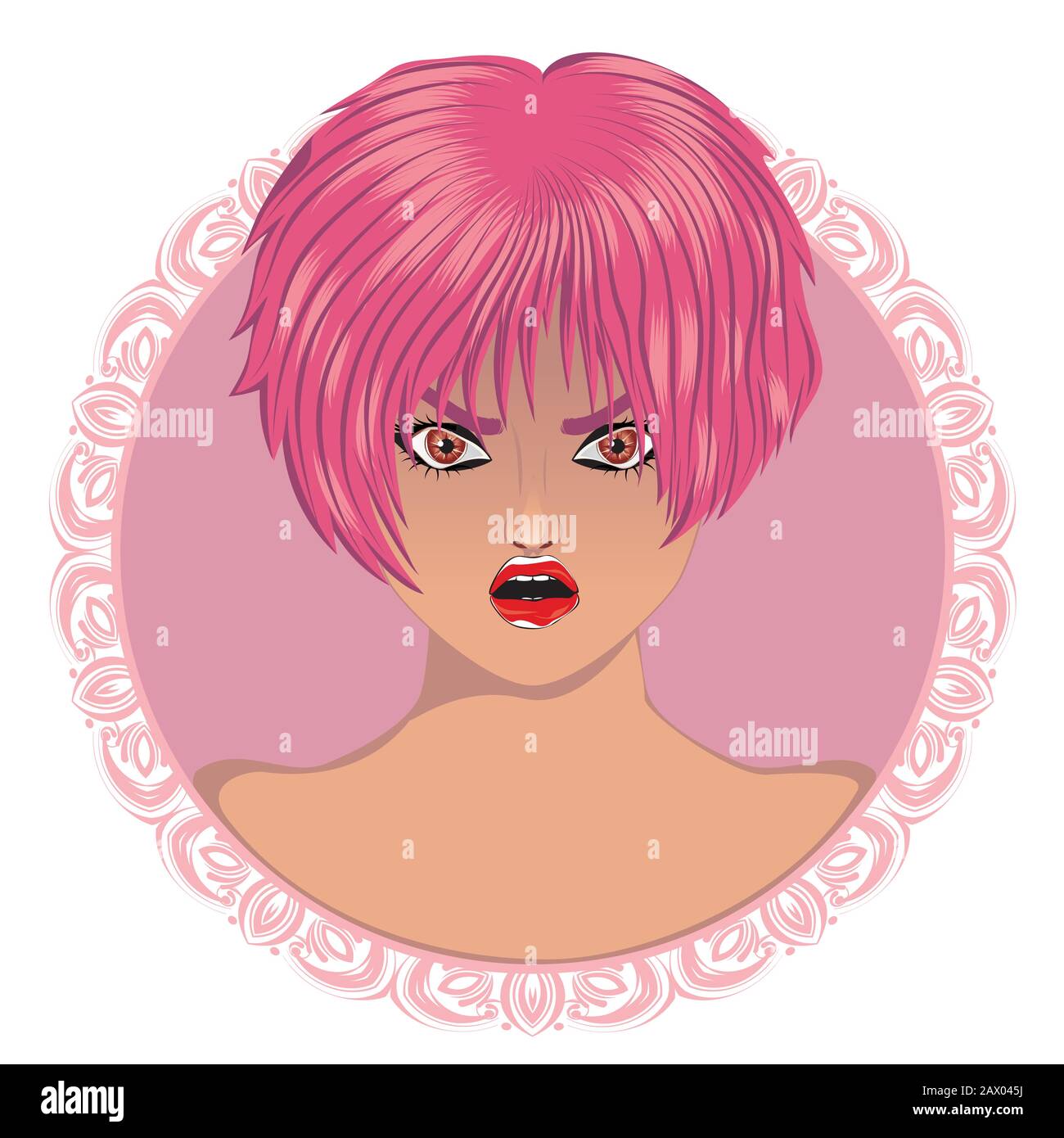 Avatar woman face short hair hi-res stock photography and images - Alamy