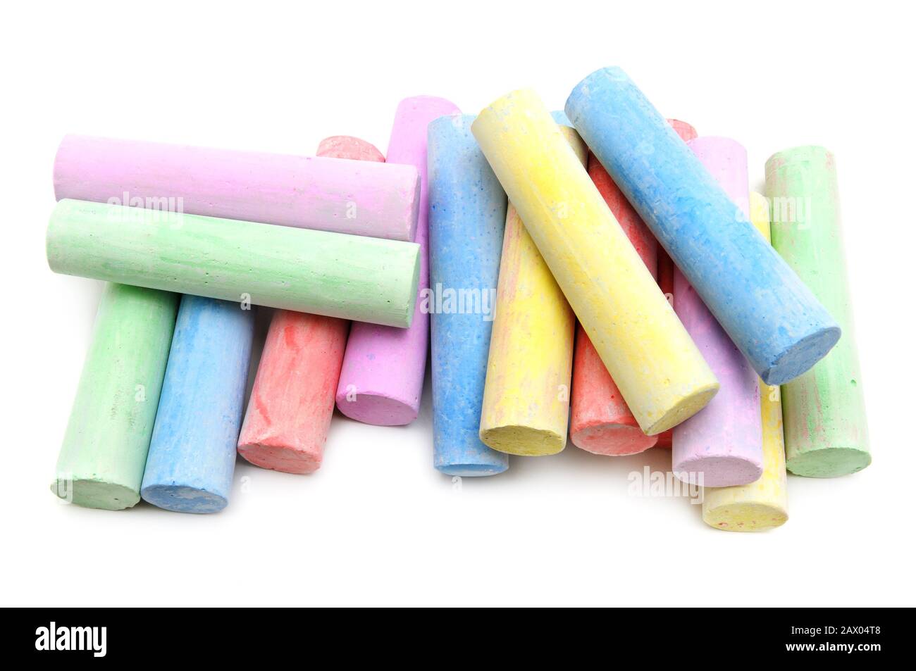 multicolored chalk isolated on a white background Stock Photo - Alamy