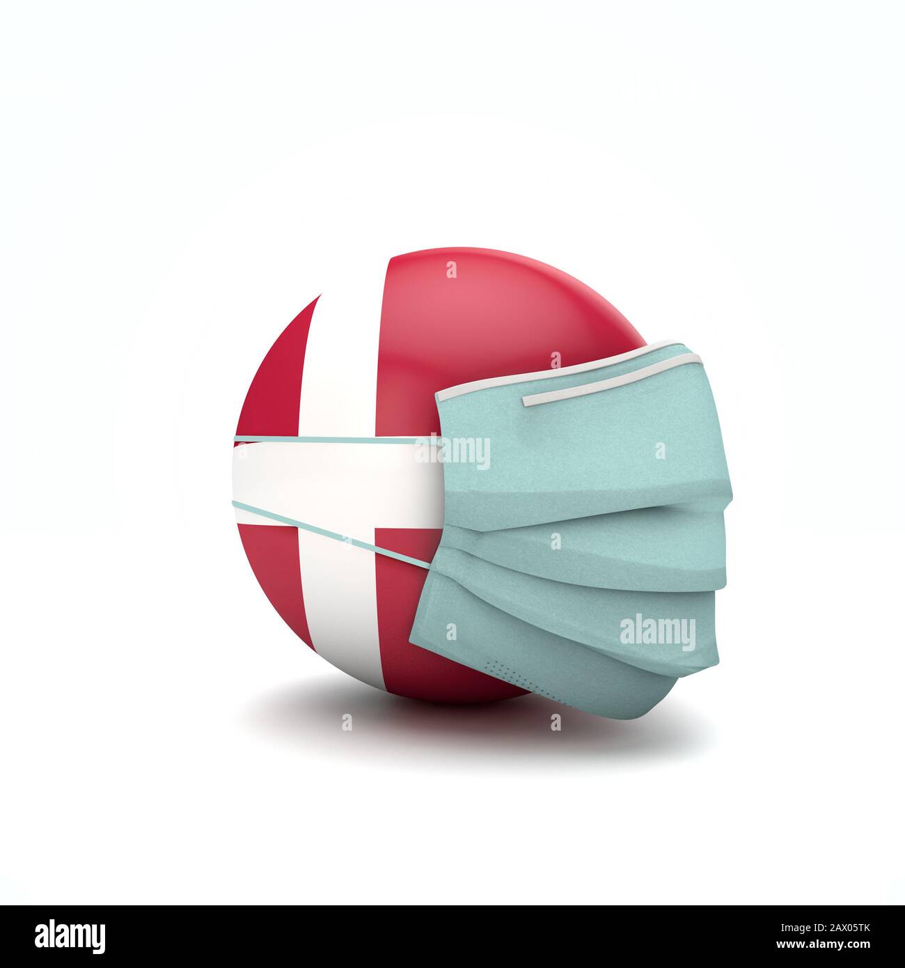 Denmark flag with protective face mask. Novel coronavirus concept. 3D ...