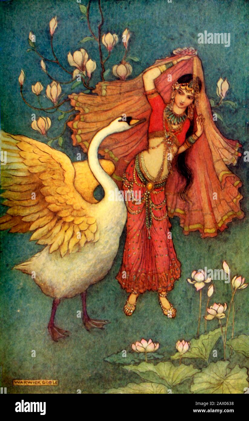 'Damayanti and the Swan', 1913. Damayanti, princess of Vidarbha Kingdom ...