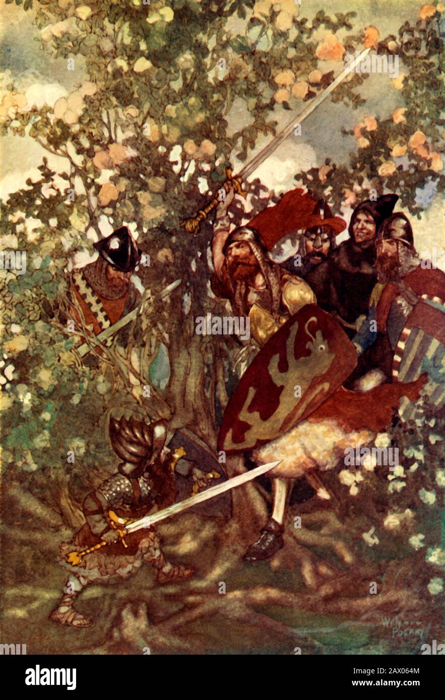 'The Dwarf Laurin', 1919. The dwarf Laurin defends his rose garden from ...