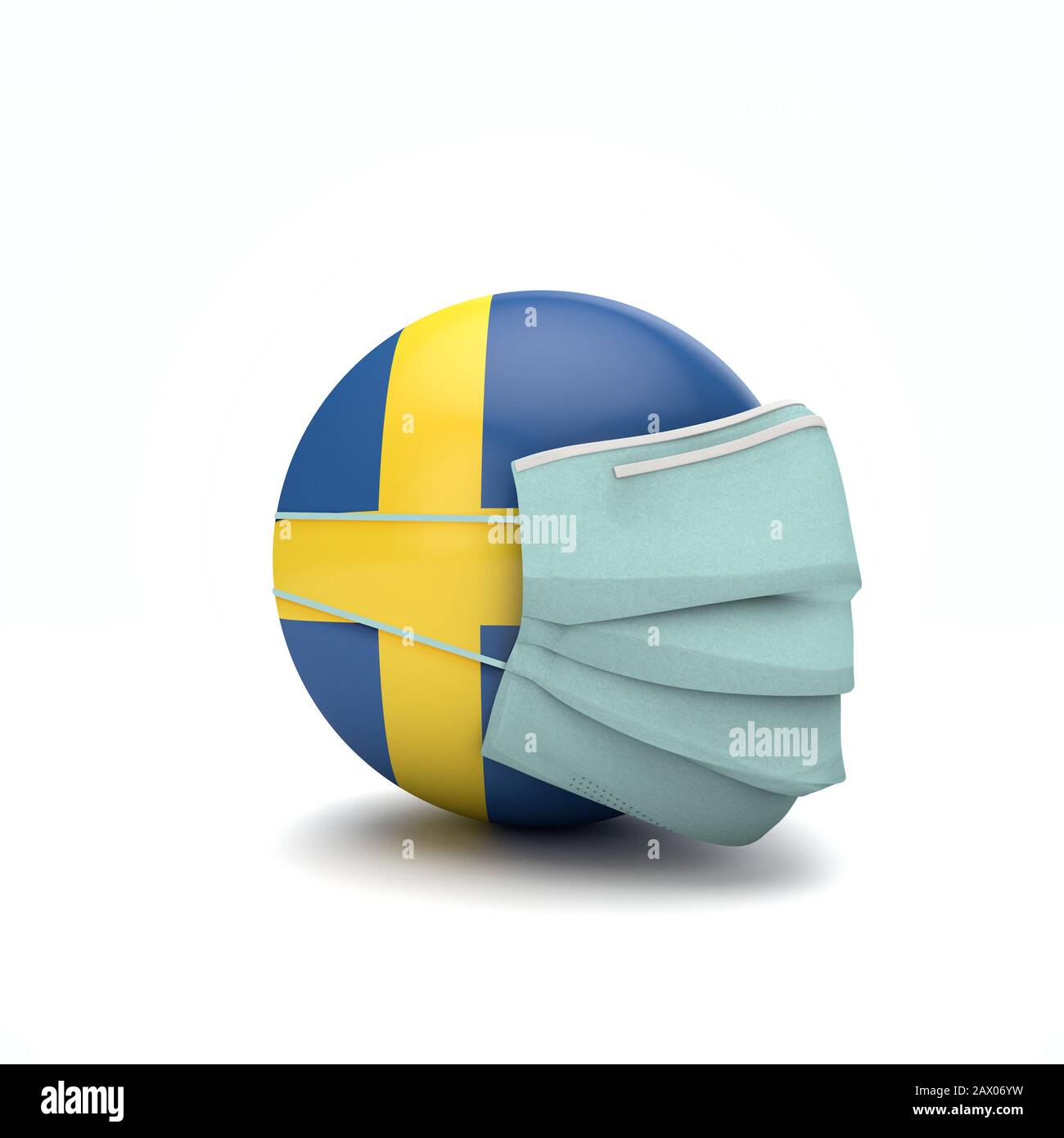 Sweden flag with protective face mask. Novel coronavirus concept. 3D ...