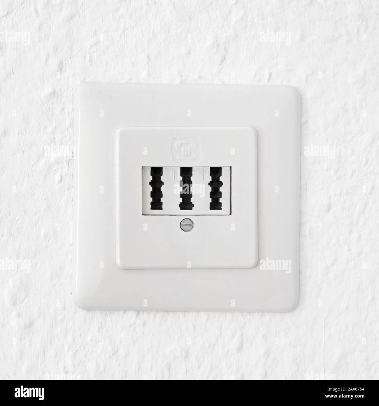 telephone jack / socket on white wall Stock Photo - Alamy
