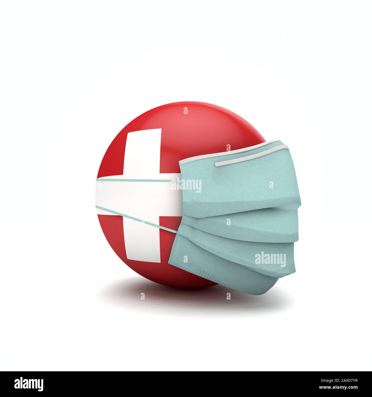 Switzerland flag with protective face mask. Novel coronavirus concept ...