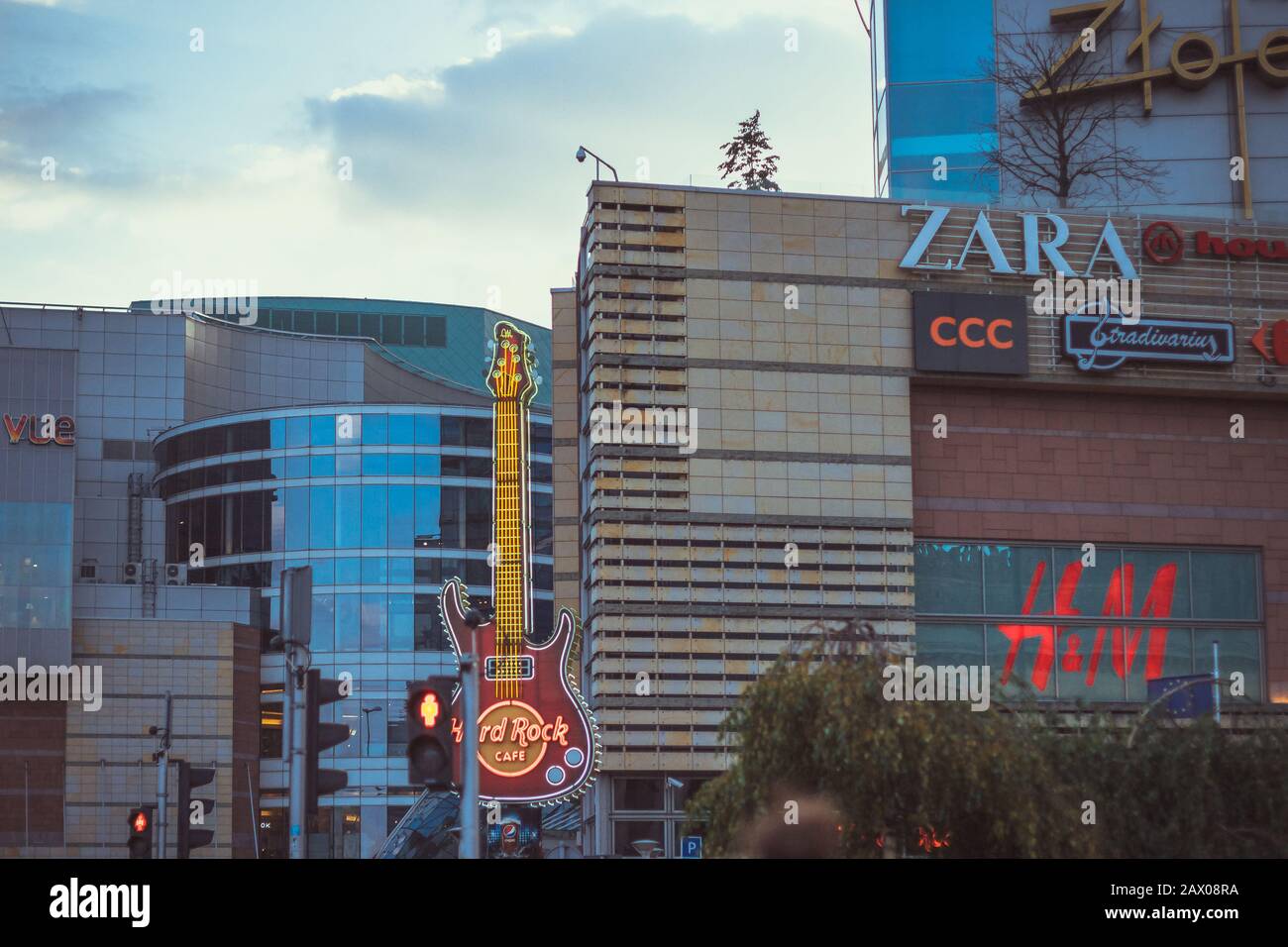 Wide angle shot of the Zara building surrounded by others Stock Photo ...