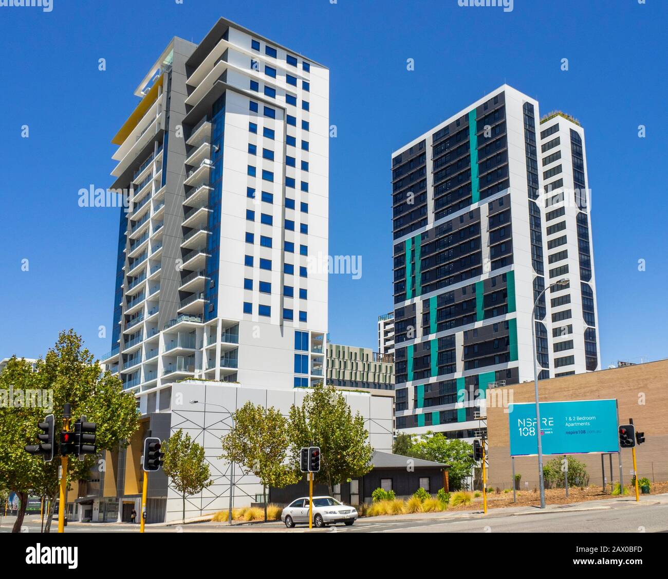 High rise high density residential towers in Perth WA Australia Stock ...
