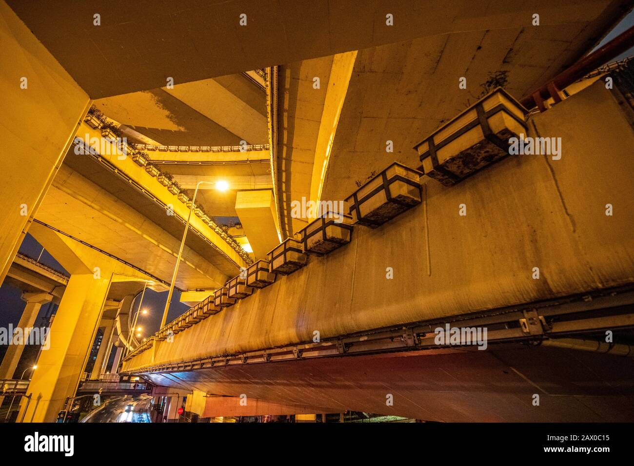 A highway interchange weaving through downtown Shanghai, China Stock ...