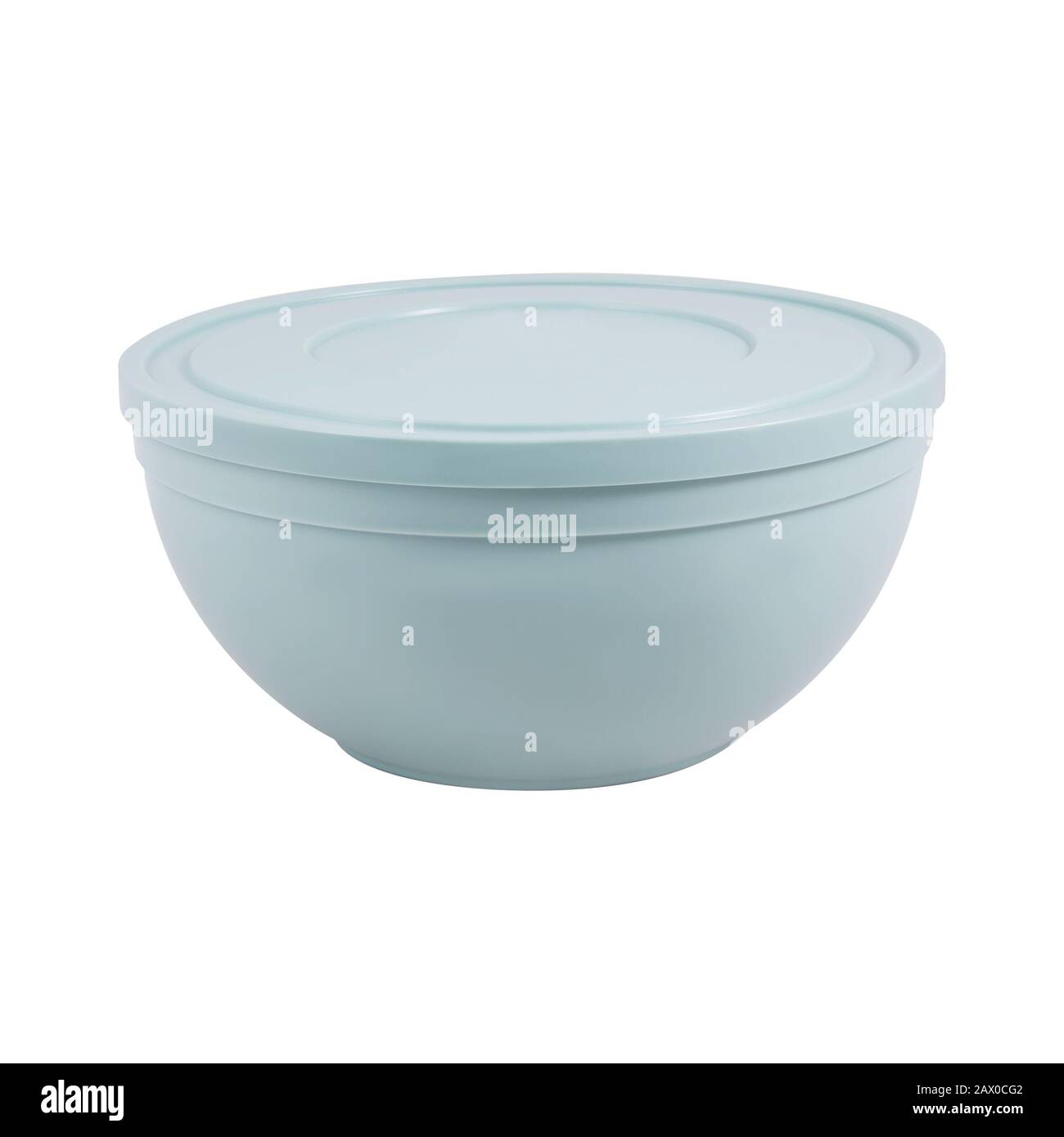 Blue plastic bowl with lid front view isolated on white background ...