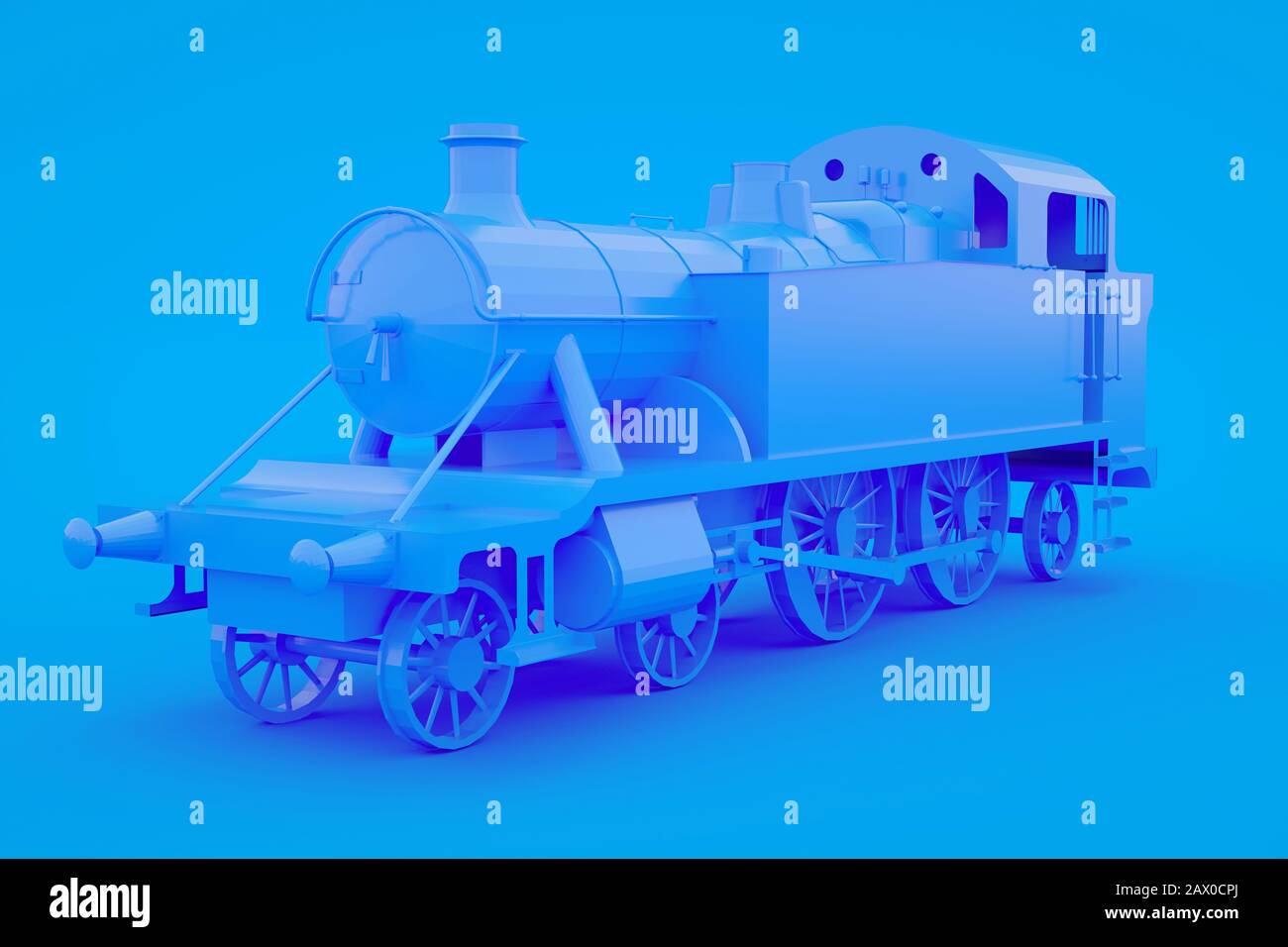 Steam locomotive isolated on blue background. 3d rendering Stock Photo ...