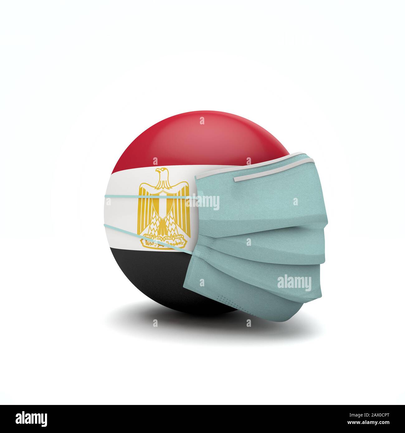 Egypt flag with protective face mask. Novel coronavirus concept. 3D ...