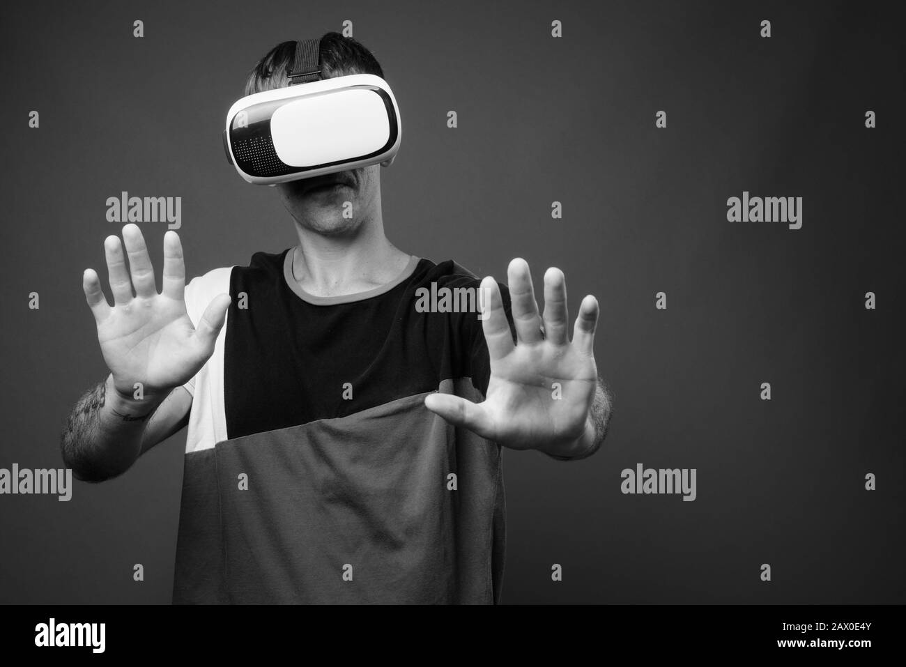 Portrait headset Black and White Stock Photos & Images - Alamy