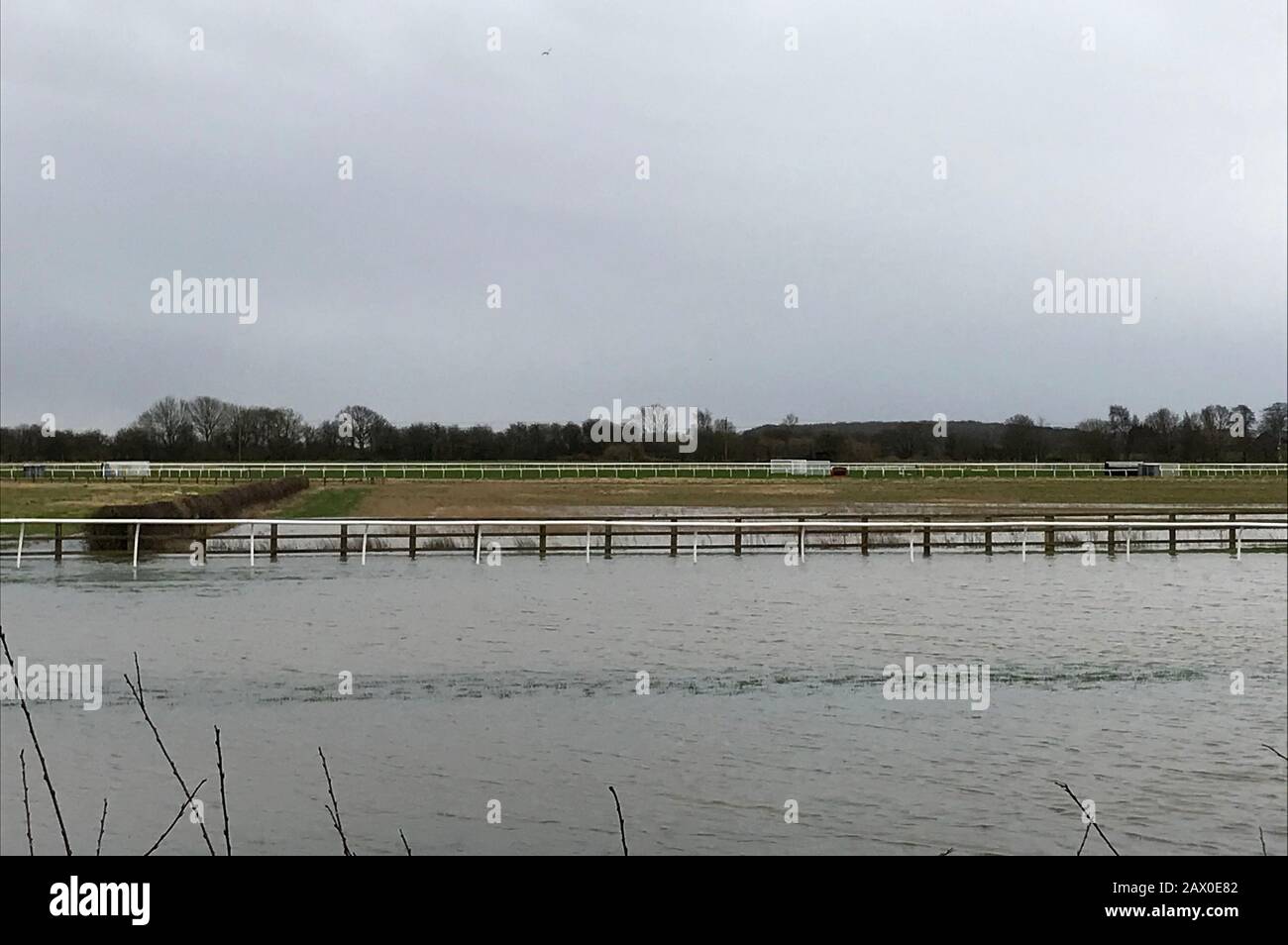 A general view of flooding at Wetherby Racecourse where the race ...