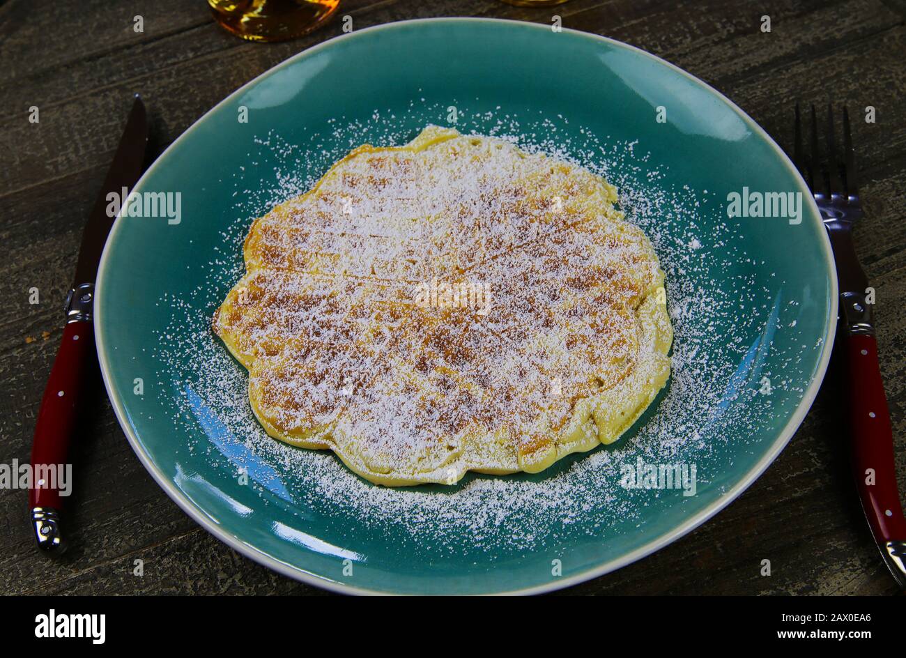 Closeup waffle sugar powder hi-res stock photography and images - Alamy