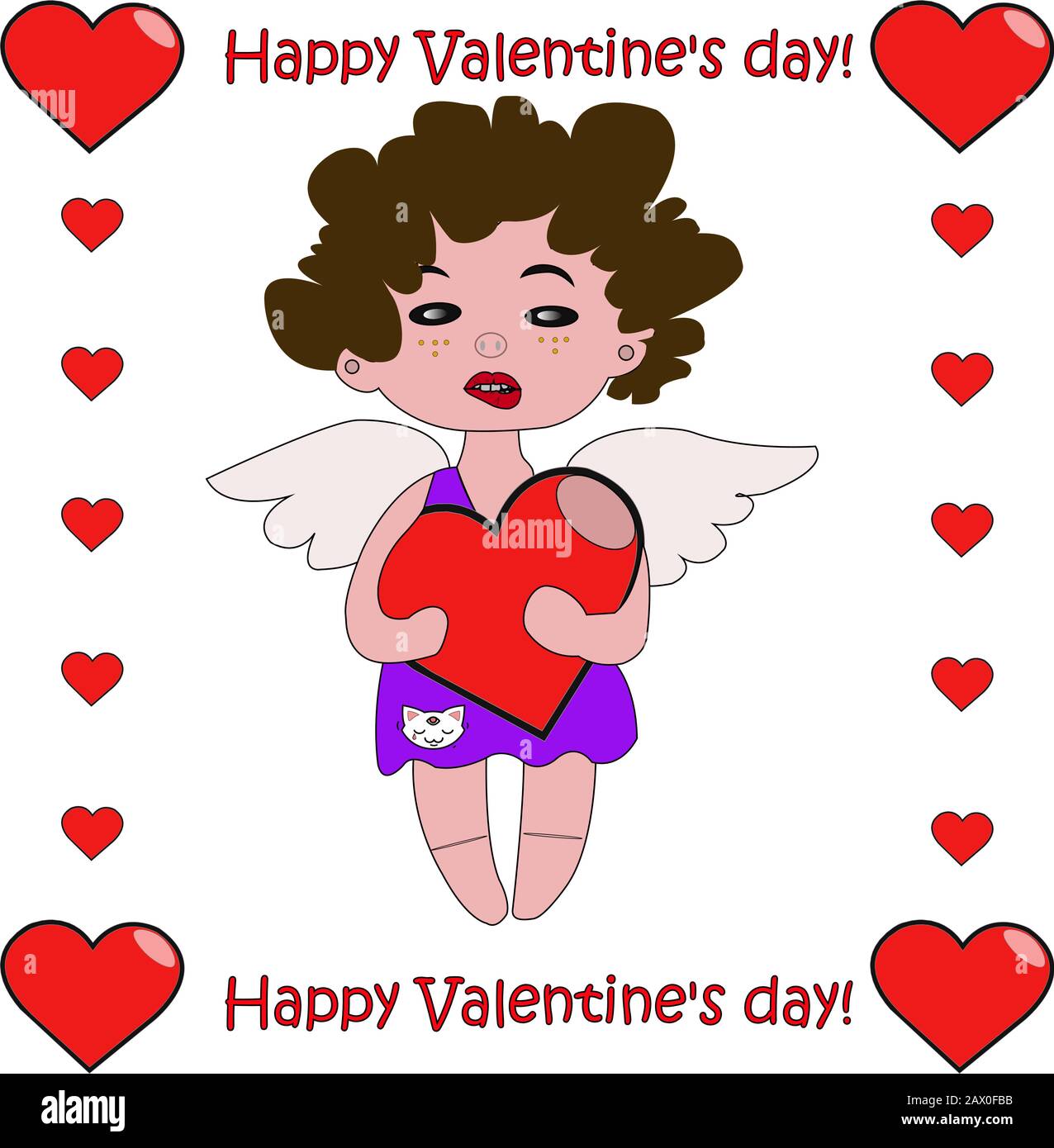Beautiful angel girl on valentines day Stock Vector Image & Art - Alamy