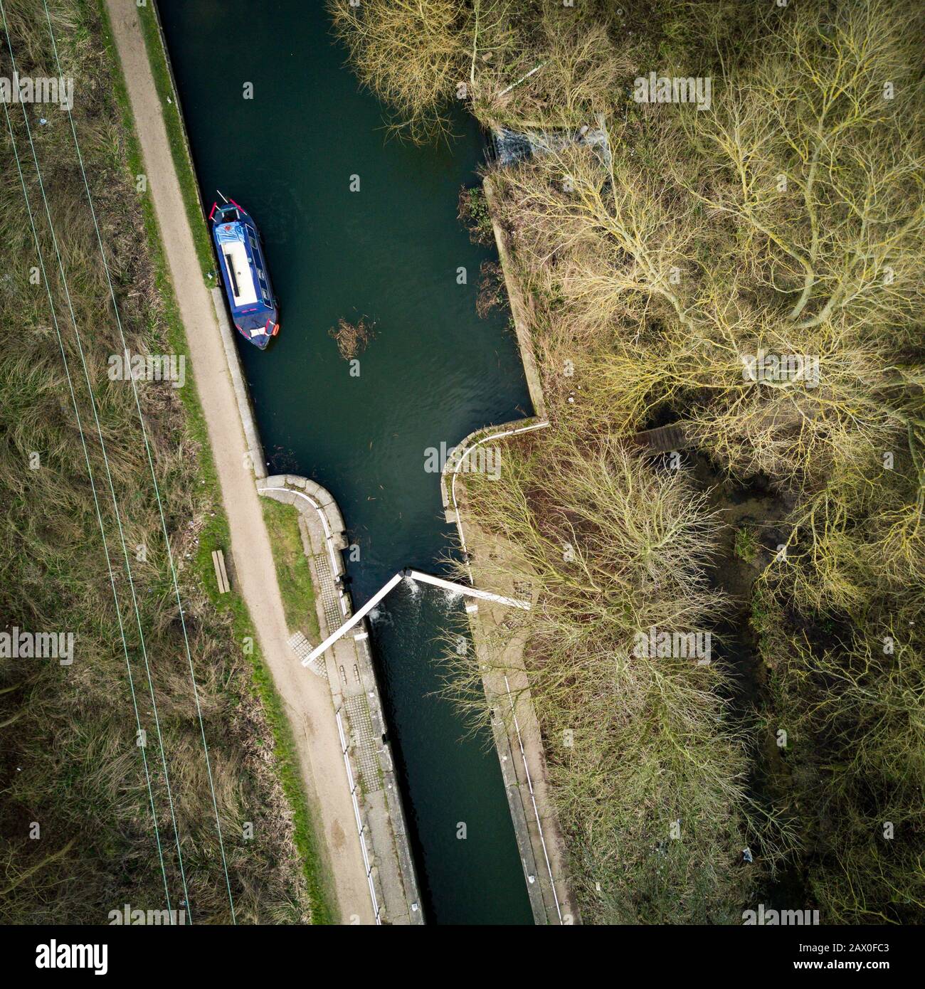 Aerial view canal lock lock hi-res stock photography and images - Alamy