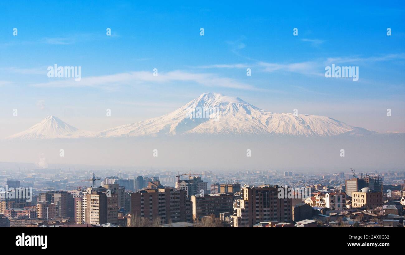 Armenia. City view of Yerevan and Ararat mountain Stock Photo - Alamy