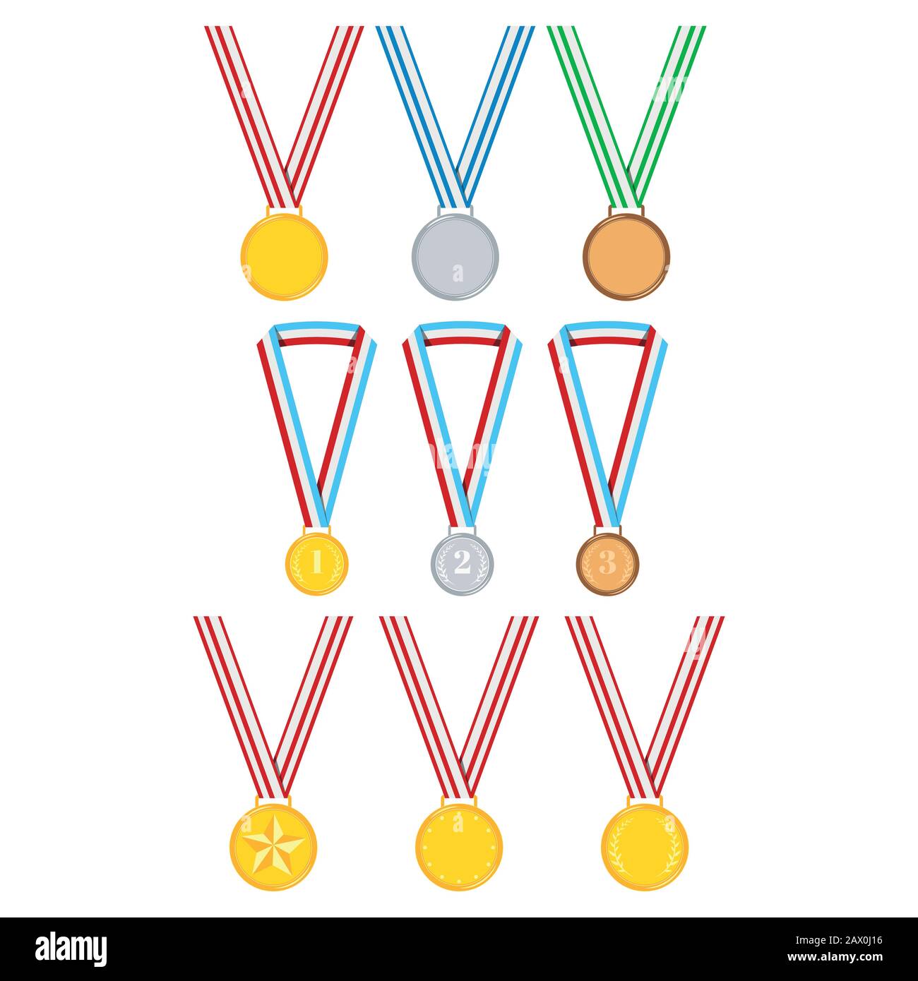 Medals with ribbon set isolated on white background Stock Vector Image ...