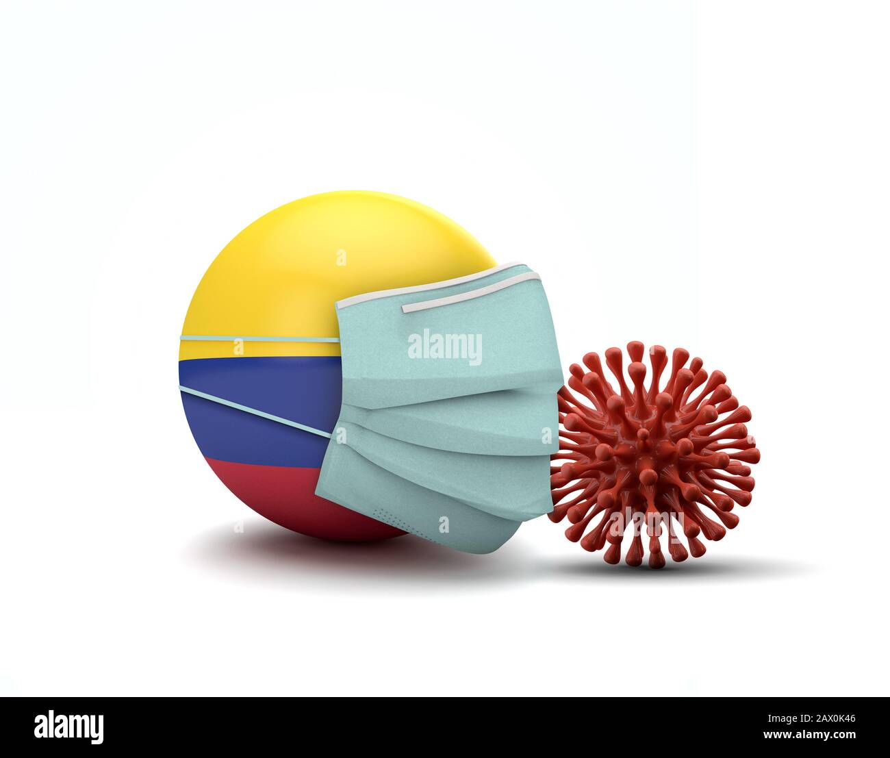 Colombia flag with protective face mask. Novel coronavirus concept. 3D ...