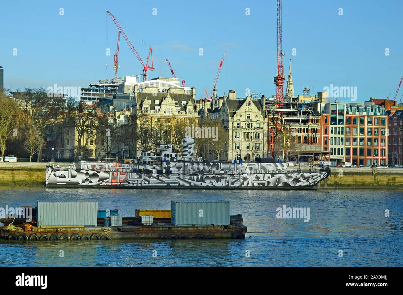 London, United Kingdom - January 16th 2016: HMS President 1918 former ...