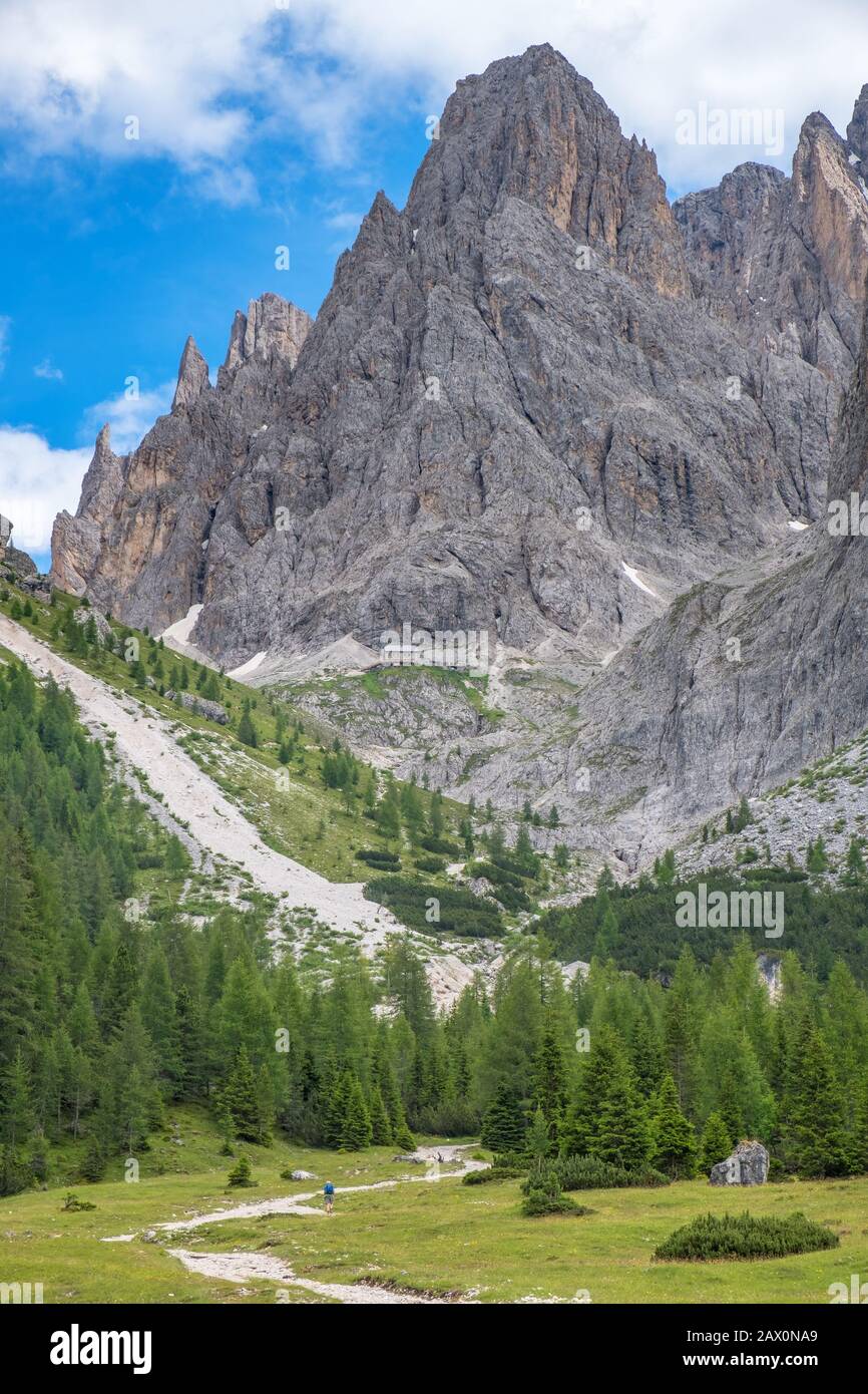 Hiking trail to a ravine in the alps mountains Stock Photo - Alamy