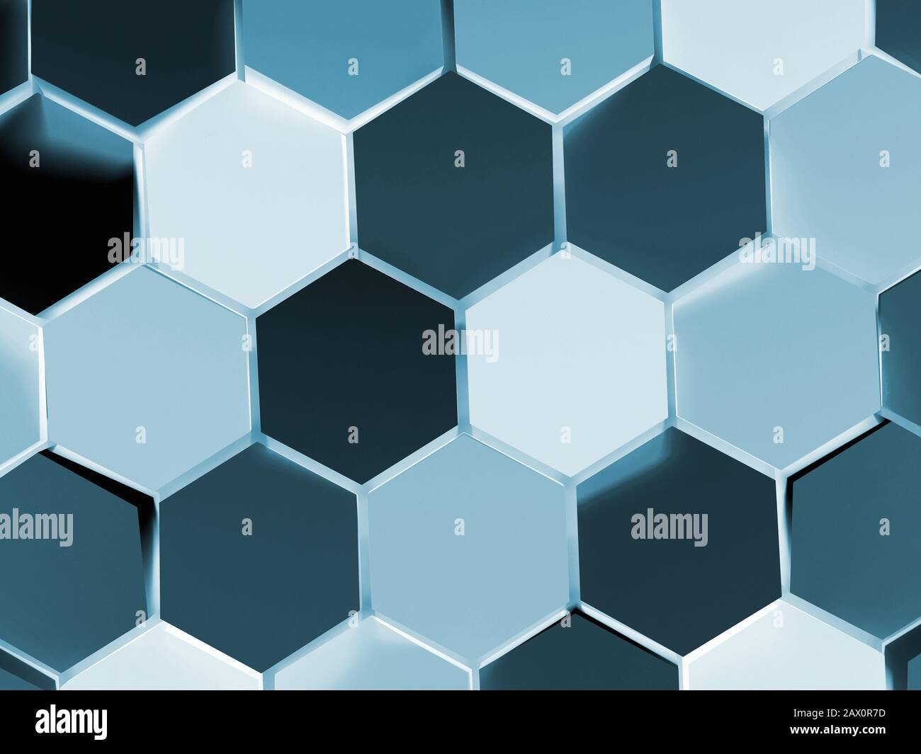 Abstract background pattern with blue and white honeycomb blocks. 3d ...