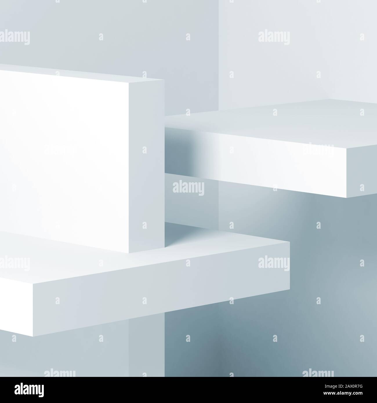 Abstract digital background, white geometric minimal installation ...