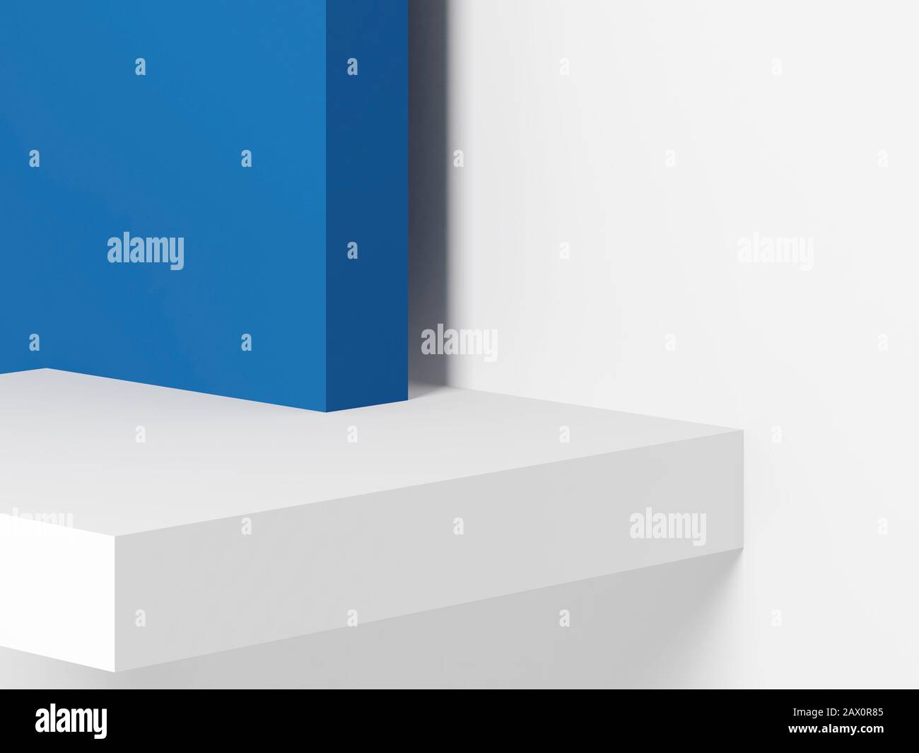 Abstract minimal geometric background with white and classic blue boxes ...