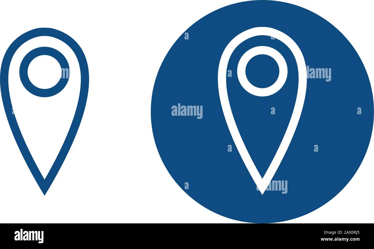 A simple symbol of geolocation. Two options. Vector flat blue icons ...