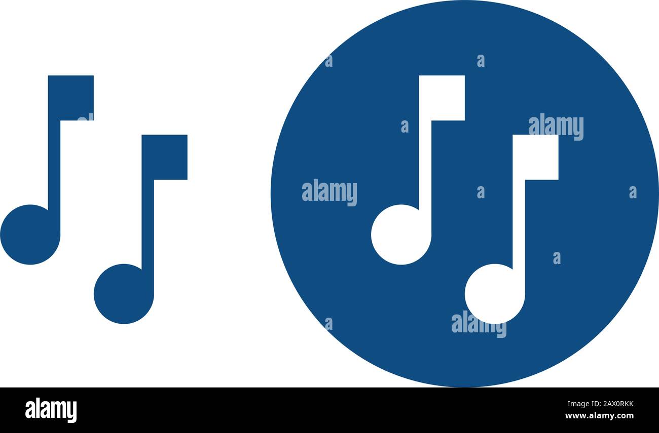 Musical notes. Symbol of sound and melody. Two options. Vector blue ...