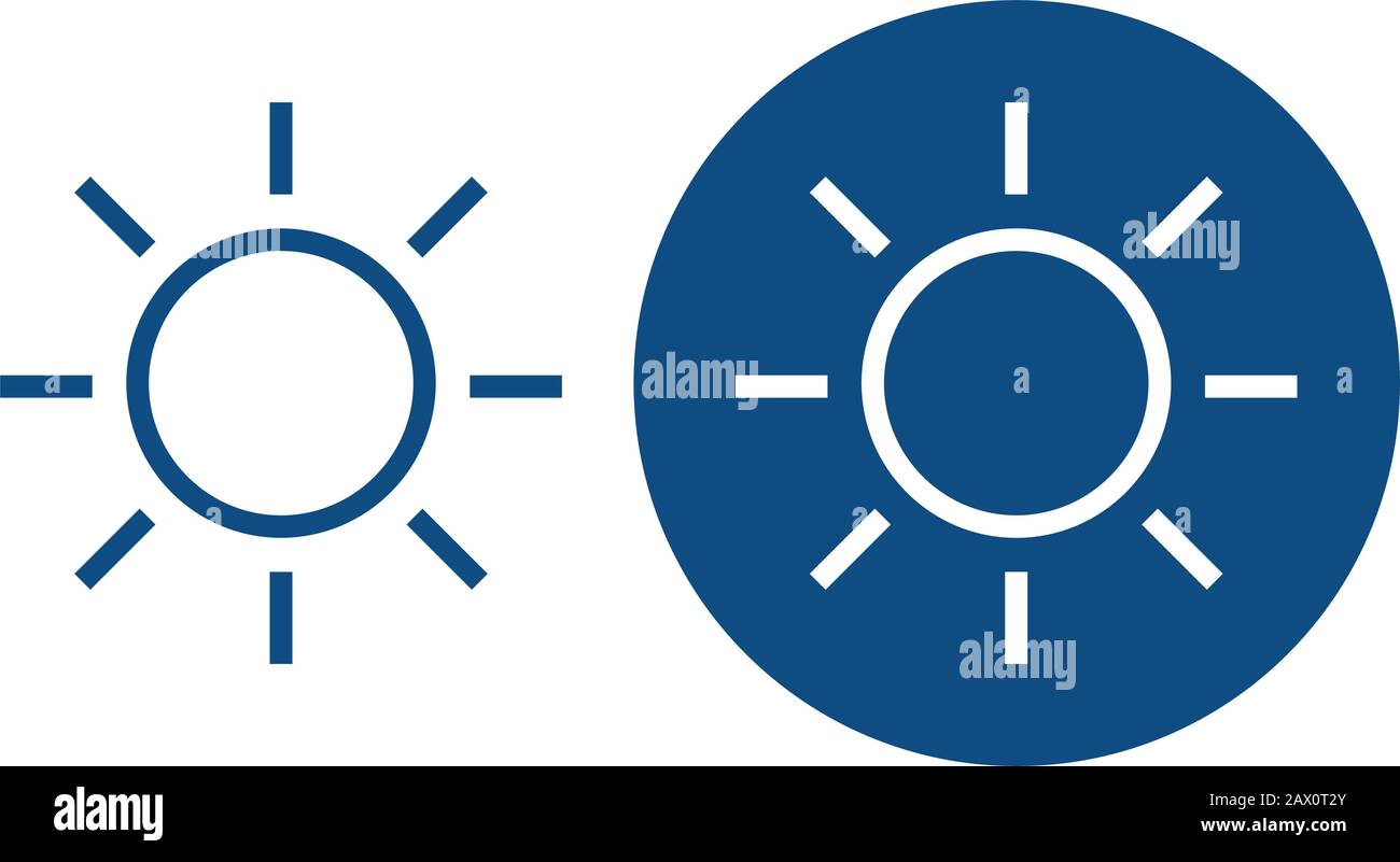 The drawn sun. Symbol of warm temperature. Two options. Vector blue ...