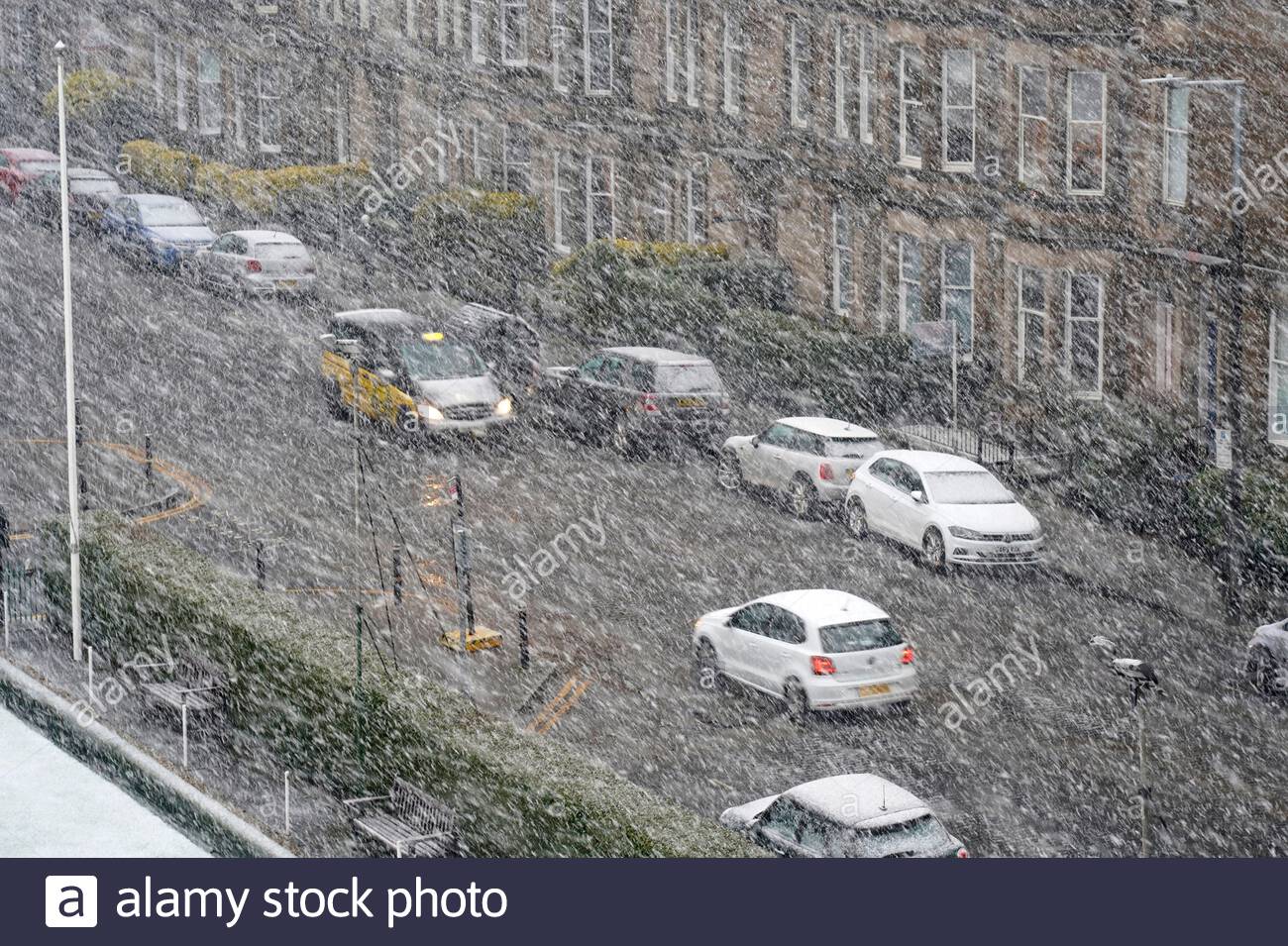Edinburgh, Scotland, UK. 10th Feb 2020. Heavy snow showers affecting ...