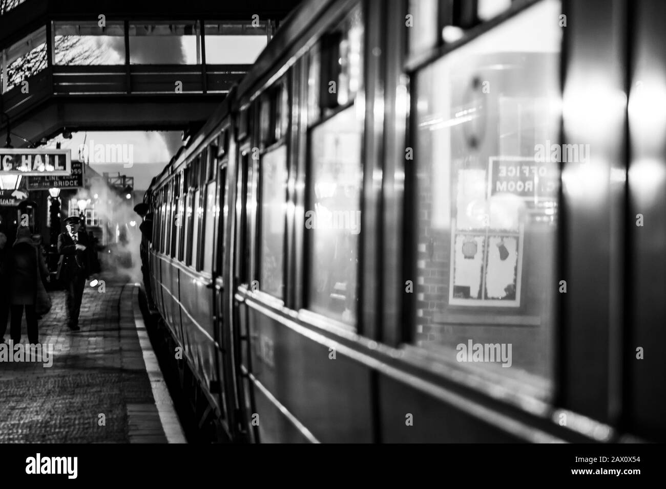 Railway station scene Black and White Stock Photos & Images - Alamy