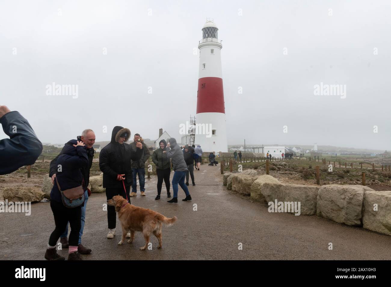 Portland Bill, Dorset. 10th Feb 2020. UK Weather: Storm Ciara people ...