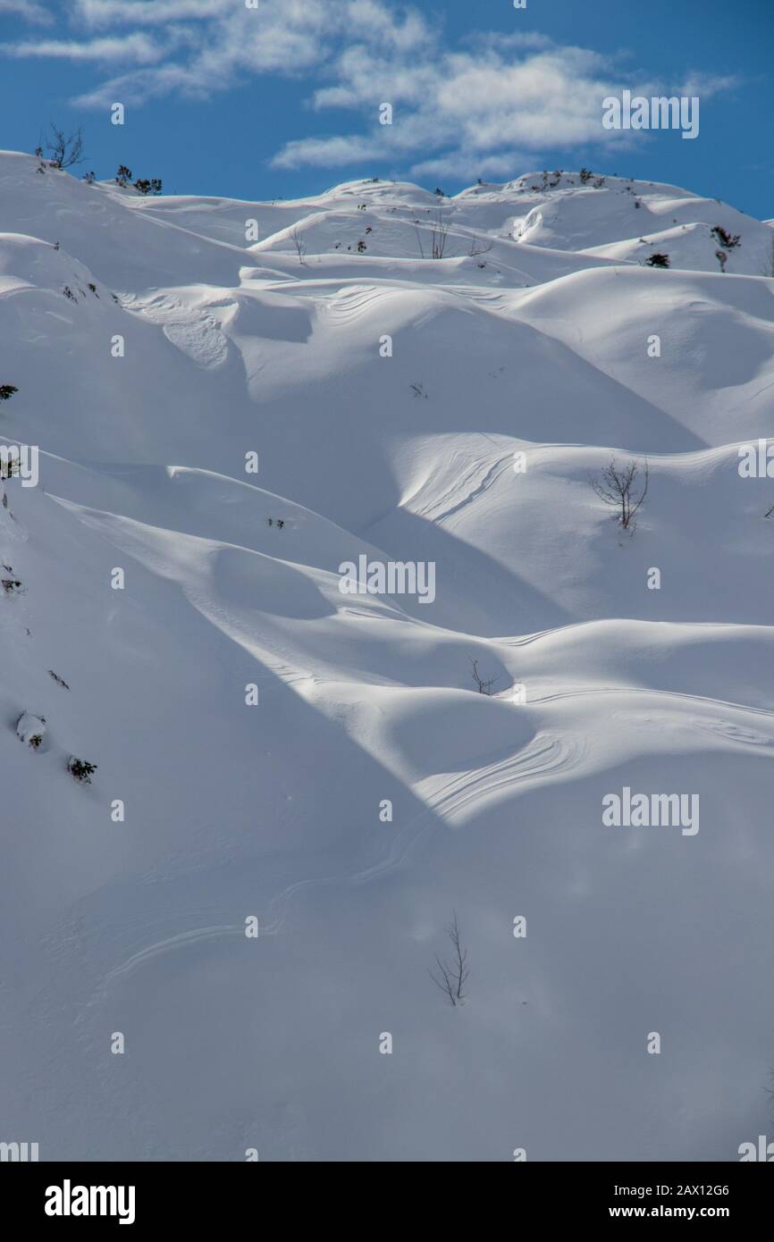 Natural snow lines in mountains Stock Photo - Alamy