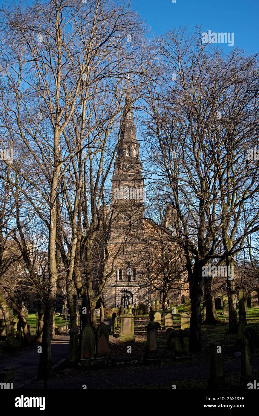 The Parish Church of St Cuthbert on a bright sunny winter's day ...
