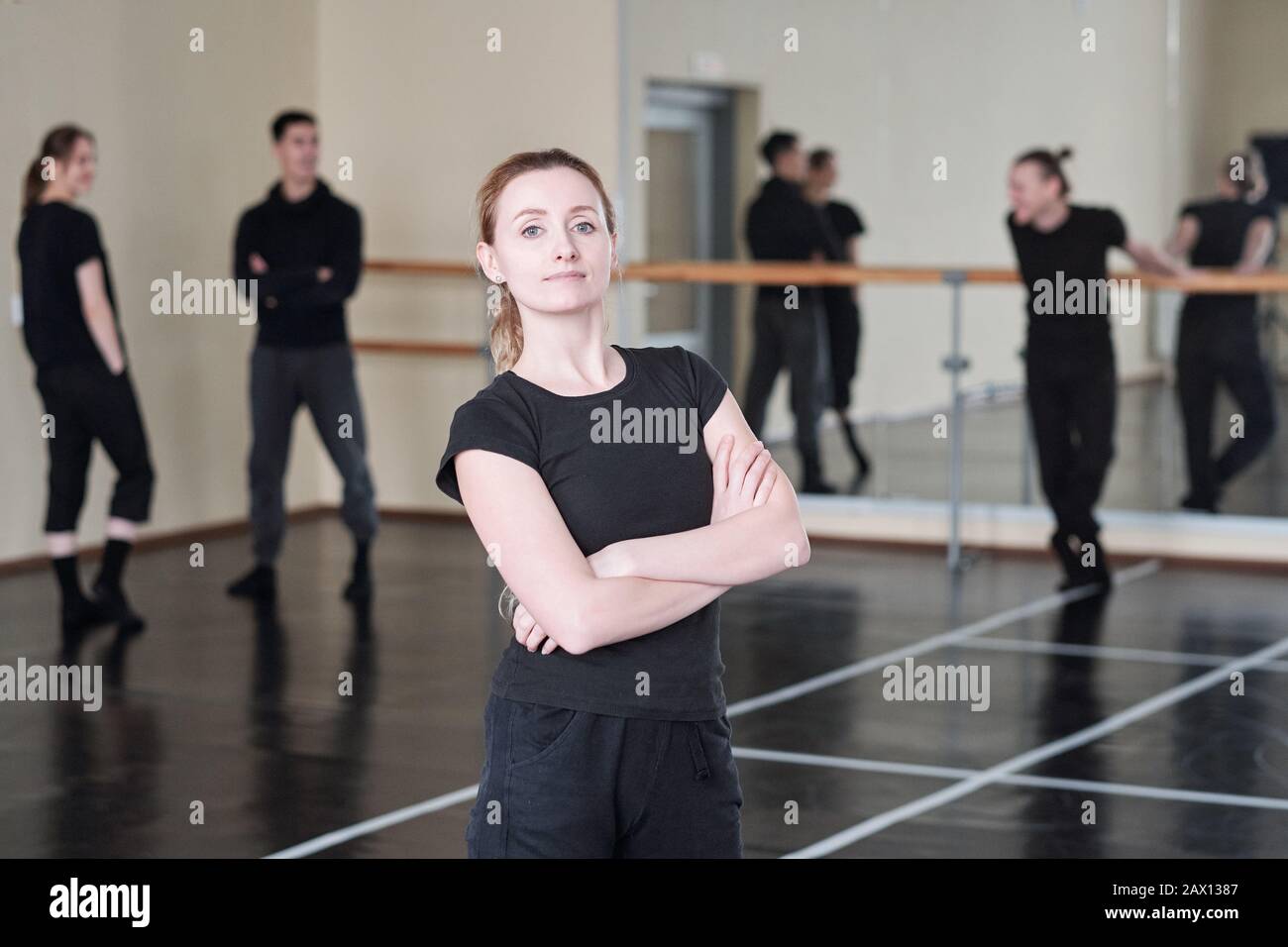Horizontal medium portrait of Caucasian woman wearing black outfit ...