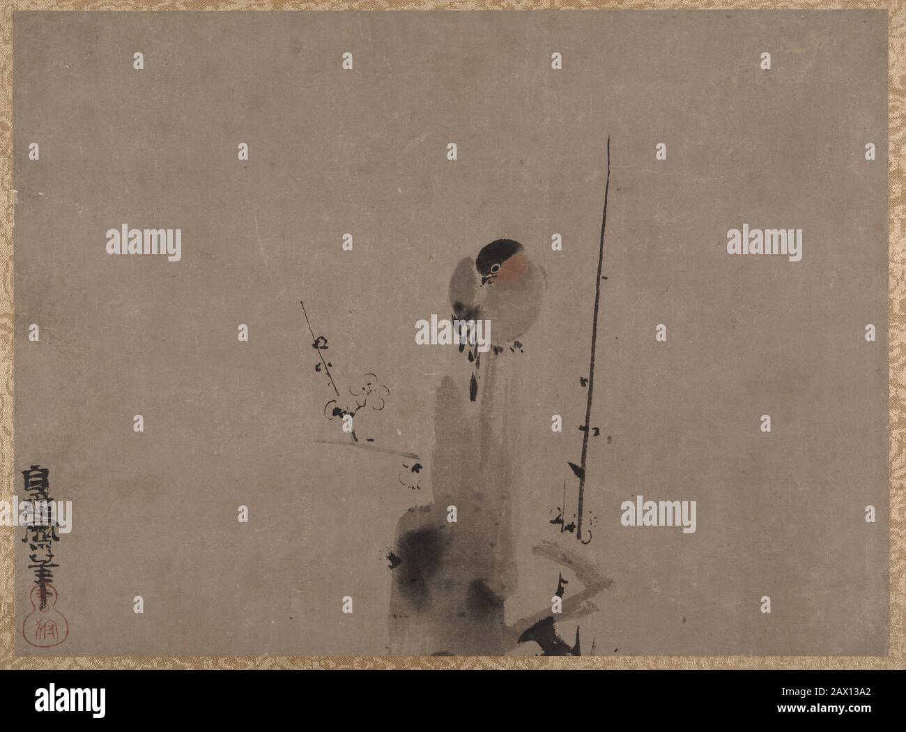 Bird on a Plum Tree Stock Photo - Alamy