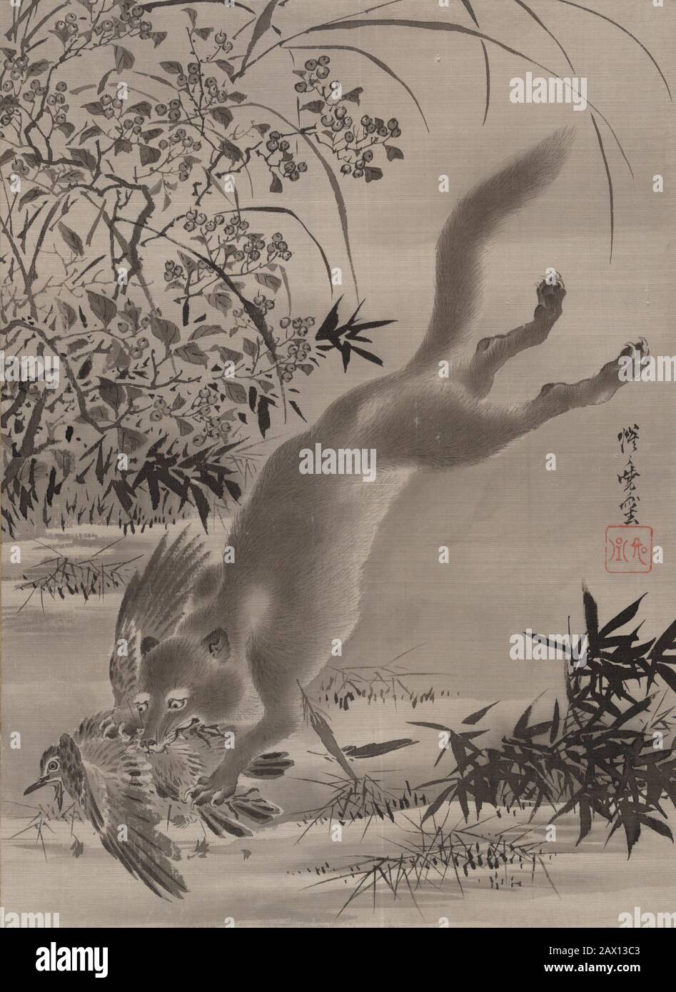 Fox Catching Bird, ca. 1887 Stock Photo - Alamy