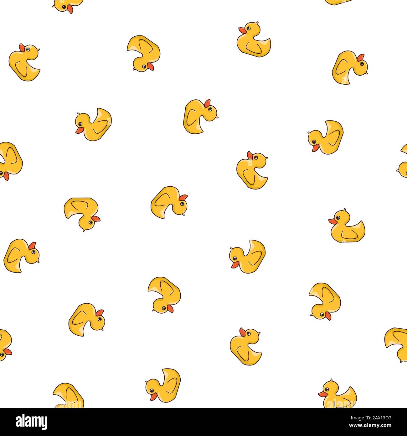 Rubber duckie seamless vector wallpaper pattern. Random isolated toys ...