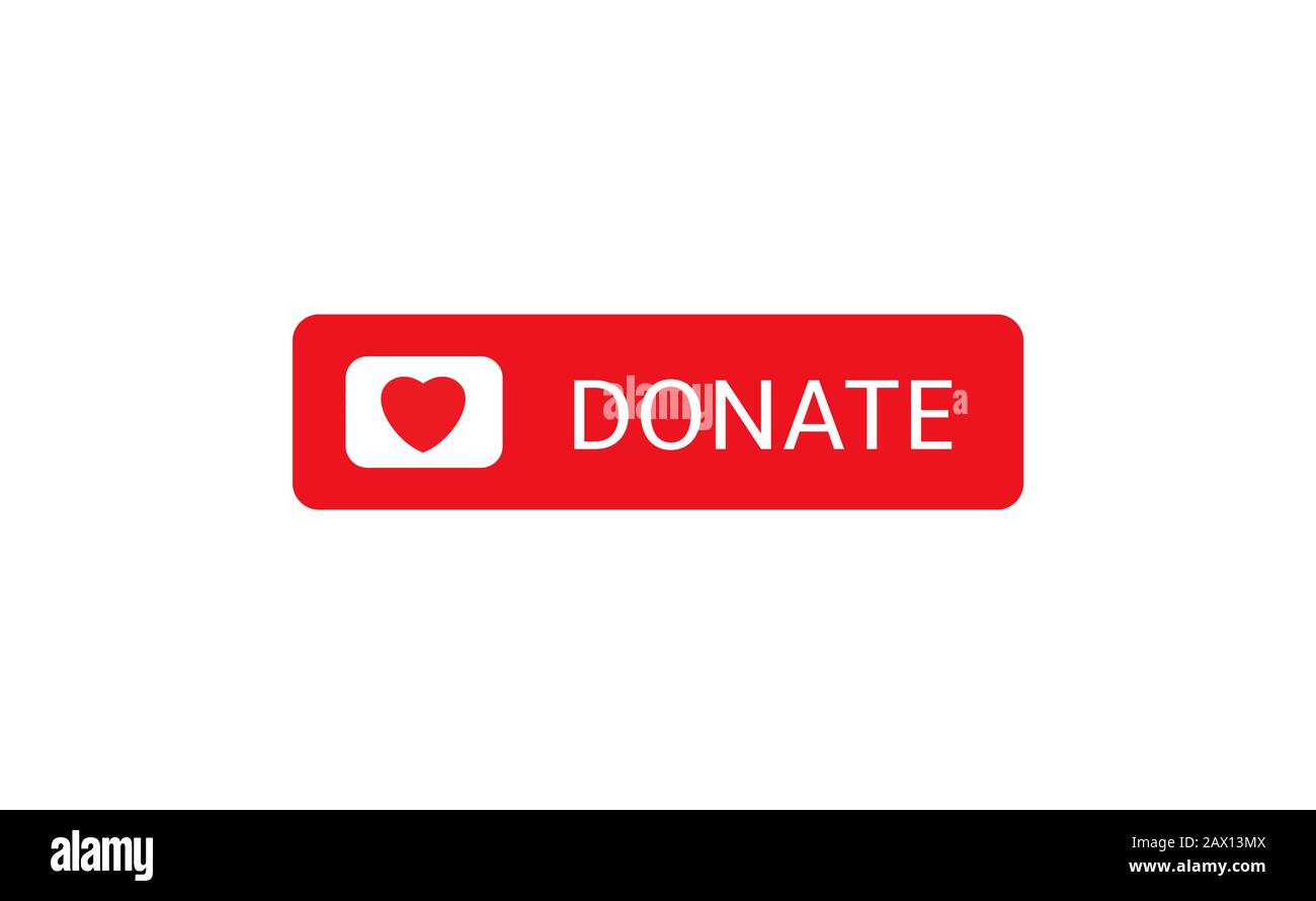 Donate button icon. Red button with red heart symbol Stock Vector Image ...