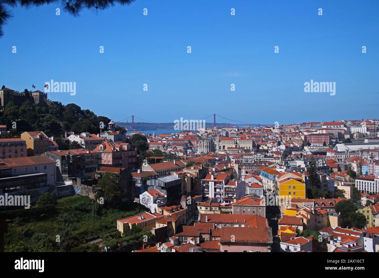 Lisbon bridge town house roof hi-res stock photography and images - Alamy
