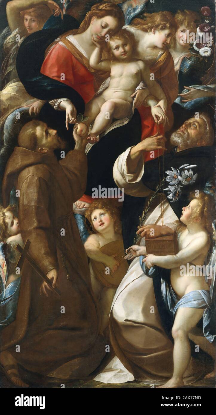 Madonna and Child with Saints Francis and Dominic and Angels Stock ...