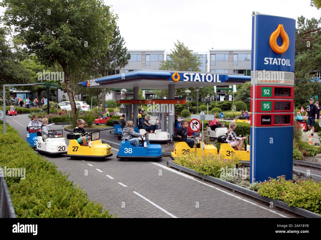 Billund, Denmark 2012 Children taking driver's license with Lego cars ...