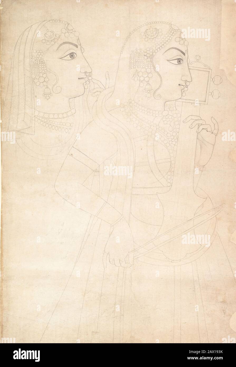 Singer and Sarinda Player, ca. 1800 Stock Photo - Alamy