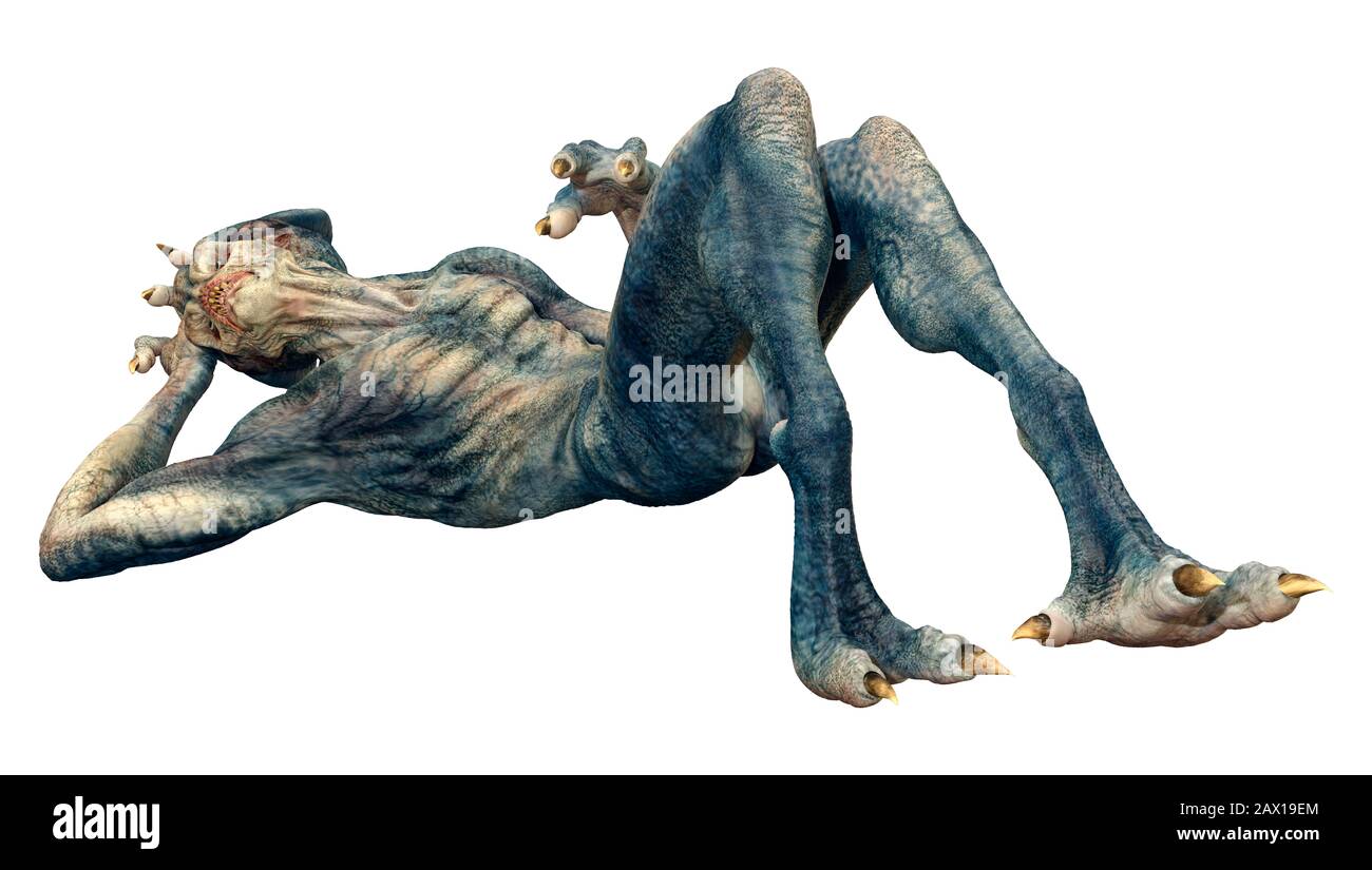 3D rendering of a blue alien isolated on white background Stock Photo ...