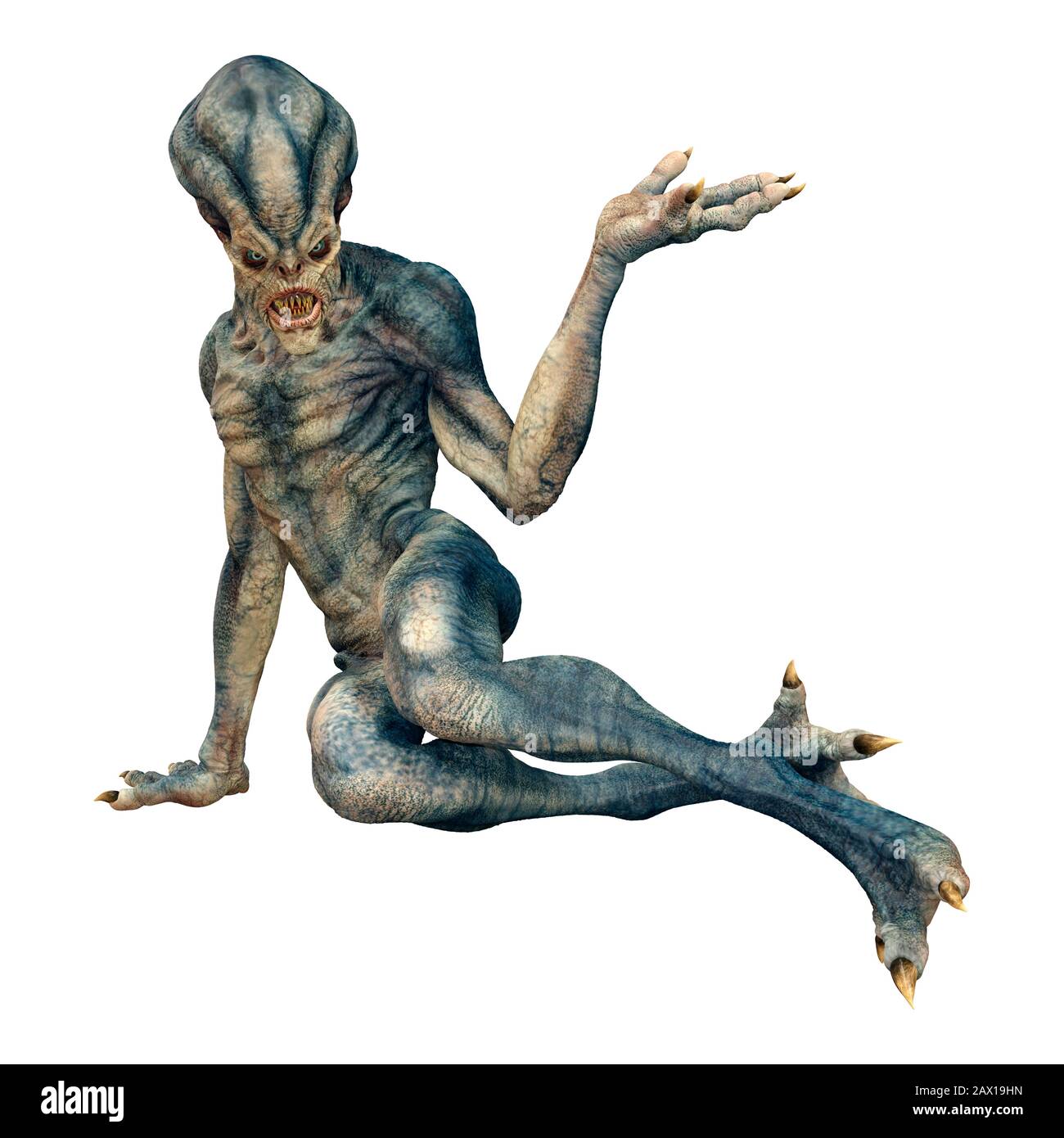 3D rendering of a blue alien isolated on white background Stock Photo ...