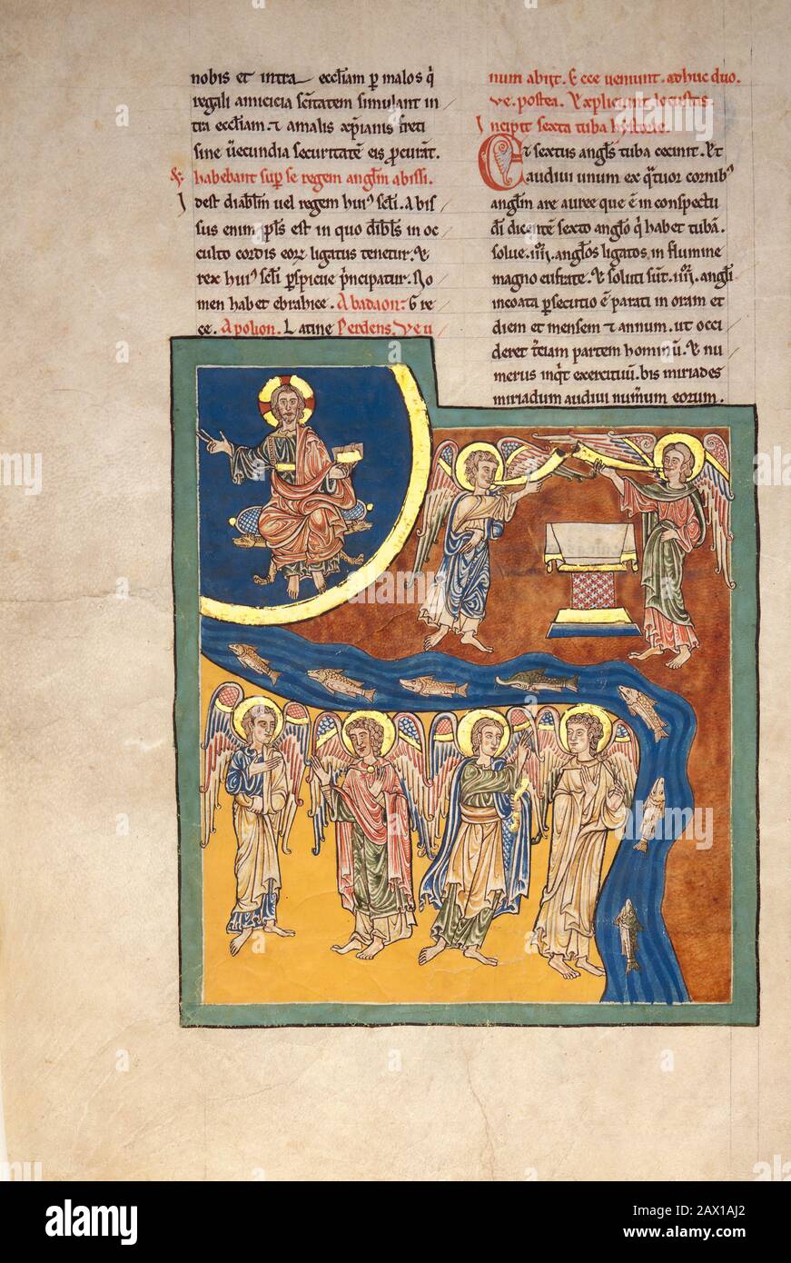 Leaf from a Beatus Manuscript: the Sixth Angel Delivers the Four Angels ...