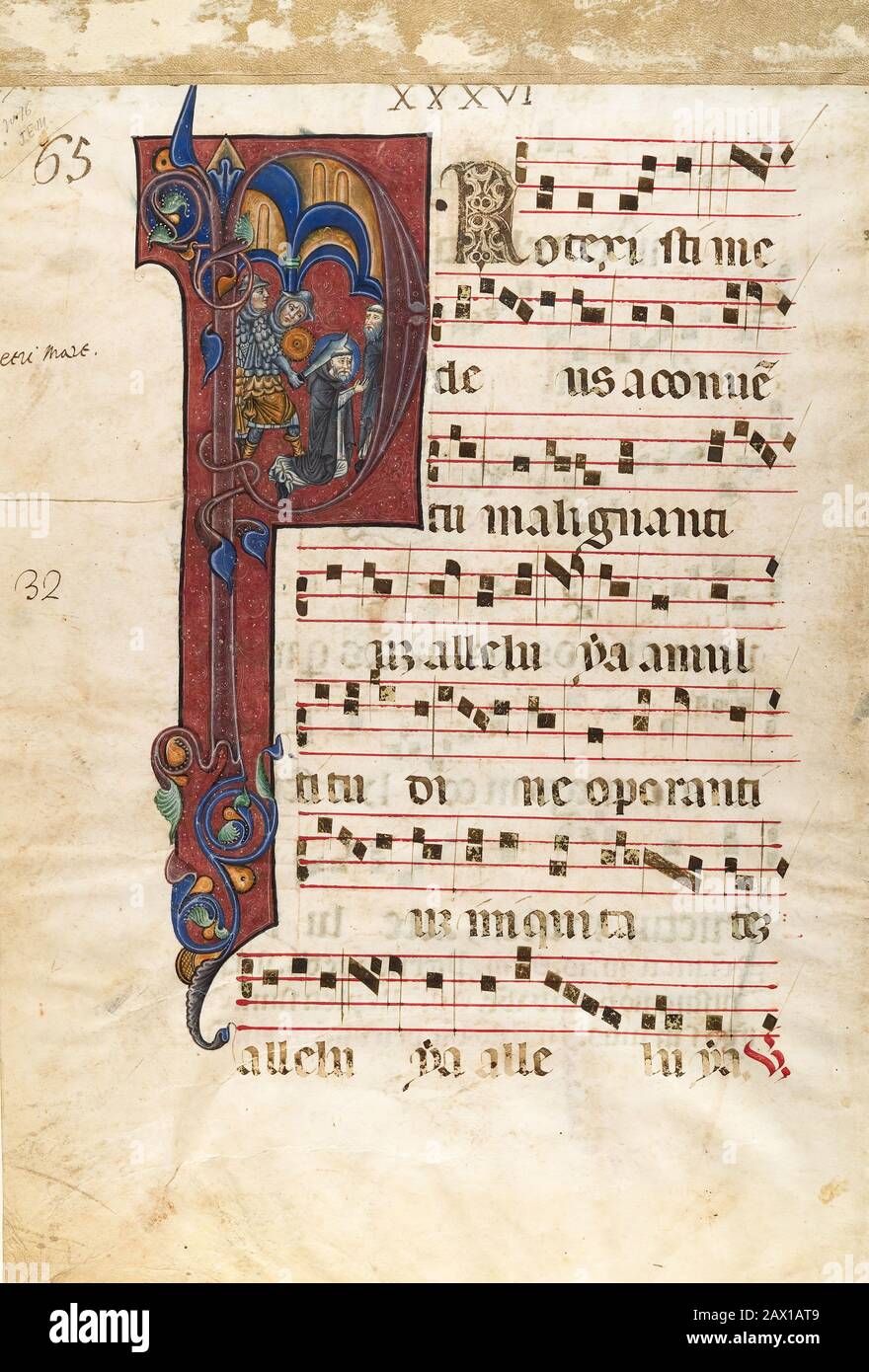 Manuscript Leaf with the Martyrdom of Saint Peter Martyr in an Initial ...