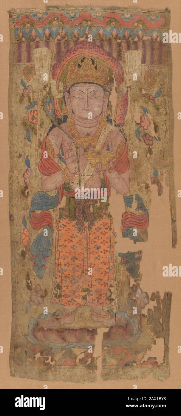 Banner with Bodhisattva, possibly Mahamayuri, 9th-10th century. From ...