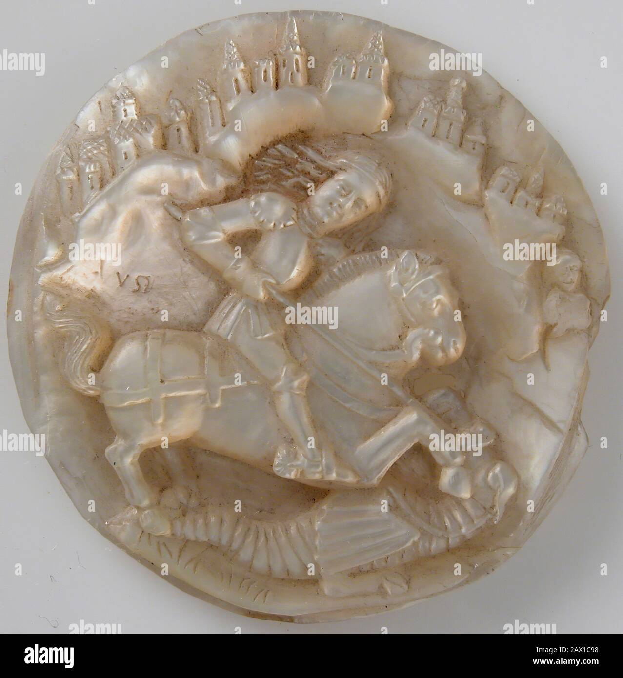 Medallion with Saint George Slaying The Dragon, late 15th century Stock ...